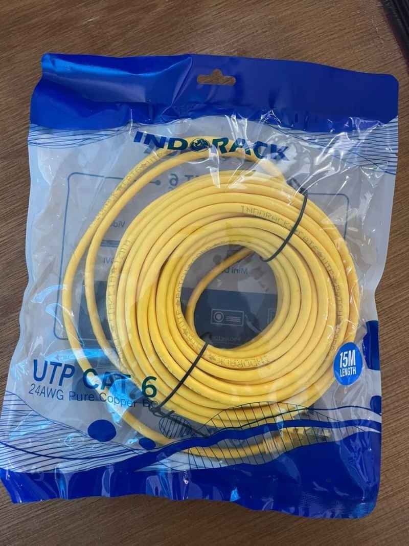 Jual Patchcord 15m Indorack Patch Cord Cat6 Kabel Lan Utp 15 Meter Rj45 - Kuning Di Seller Oktha ...