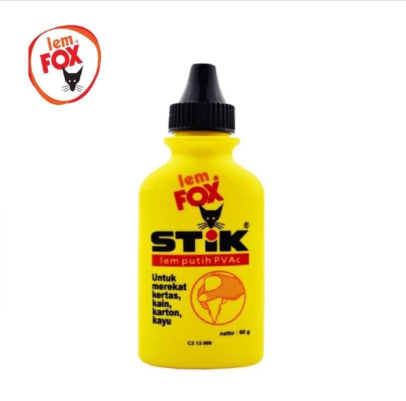 Promo Lem FOX Lem Putih PVAC Kertas Kain Karton Kayu Paper Glue Stik 60 ...