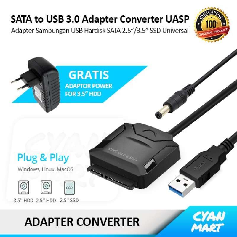 Promo Kabel Hardisk External Usb 3 Sata Hdd Ssd 2.5 3.5 Adapter ...