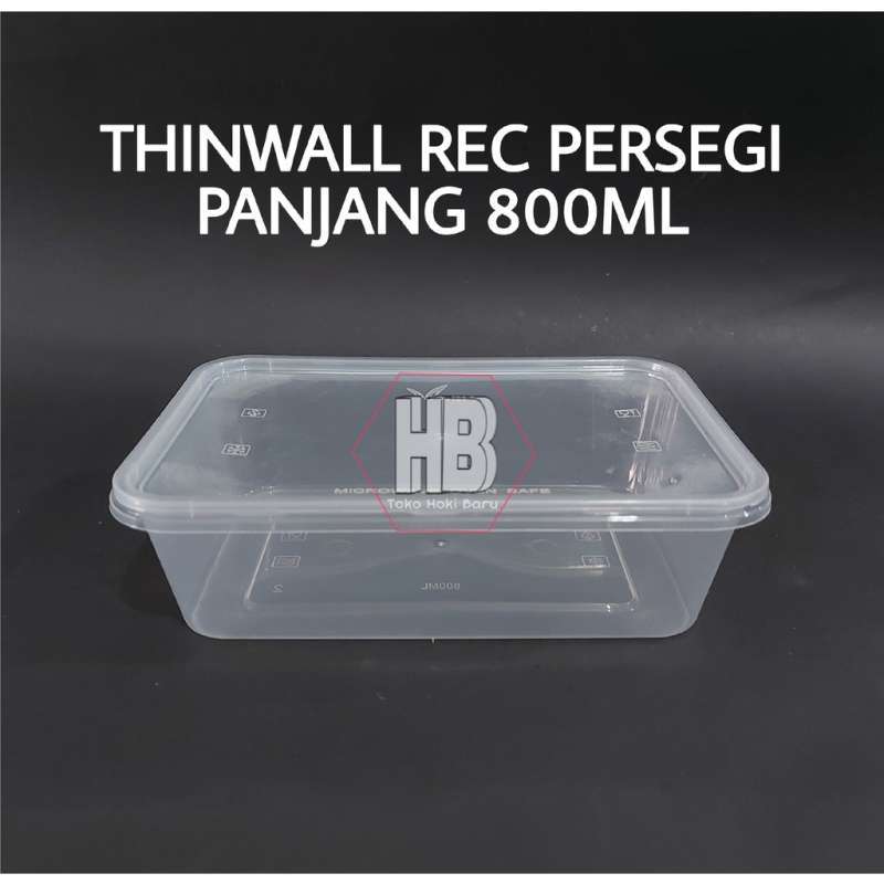 Jual Thinwall Rec 800 Ml Tutup Kotak Makan Plastik Persegi Panjang