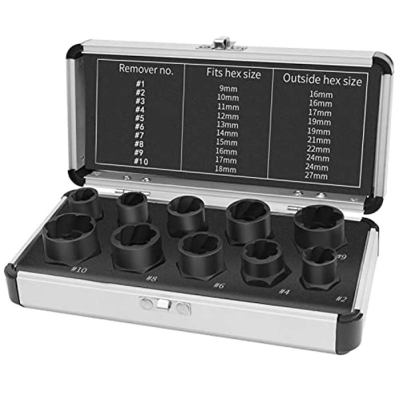 Promo 10 Pieces Bolt Extractor Set, Impact Bolt & Nut Remover Set ...