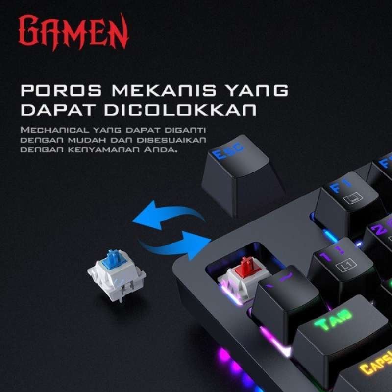 Promo GAMEN Titan II Mechanical Pluggable Switch Blue Gaming Keyboard ...