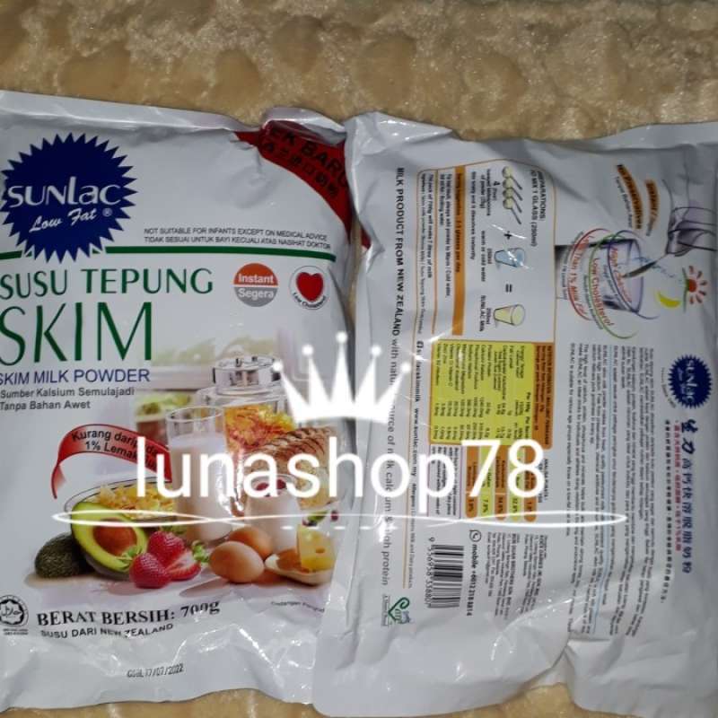 Jual Susu tepung skim Sunlac low fat skim milk powder 700g di Seller ...
