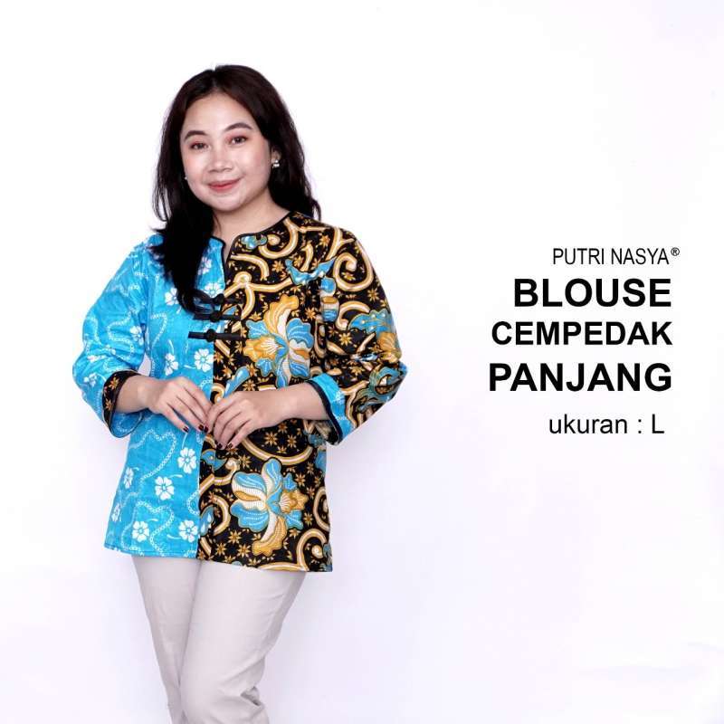 Promo Atasan Batik Big Size Blouse Wanita Jumbo Seragam Batik S M L Xl