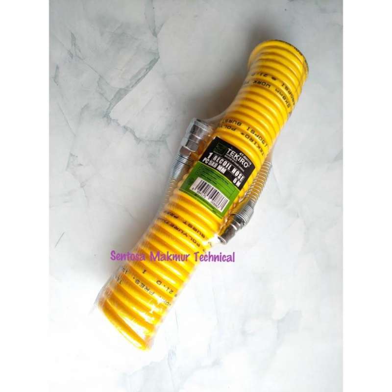 Jual TEKIRO 6 M Selang Spiral Recoil Hose Kompresor Angin Kuning 6M di ...