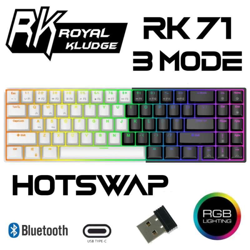 Jual ROYAL KLUDGE RK71 RGB MECHANICAL KEYBOARD WIRELESS 3 MODE HOTSWAP ...