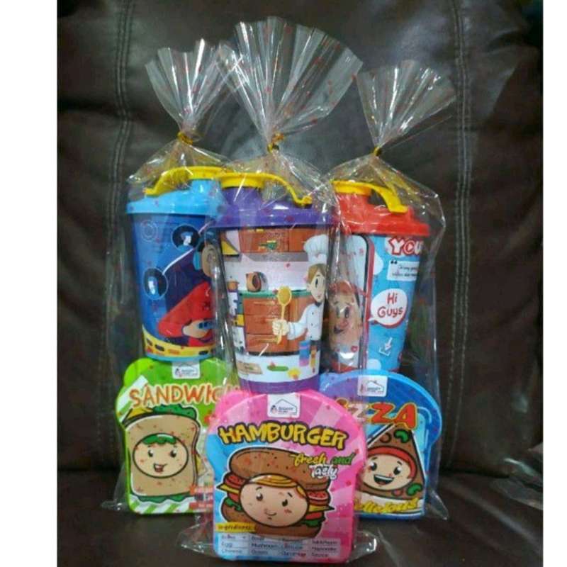 Jual Souvenir Ulang Tahun Anak Tempat Makan Bentuk Roti Dan Botol Minum ...