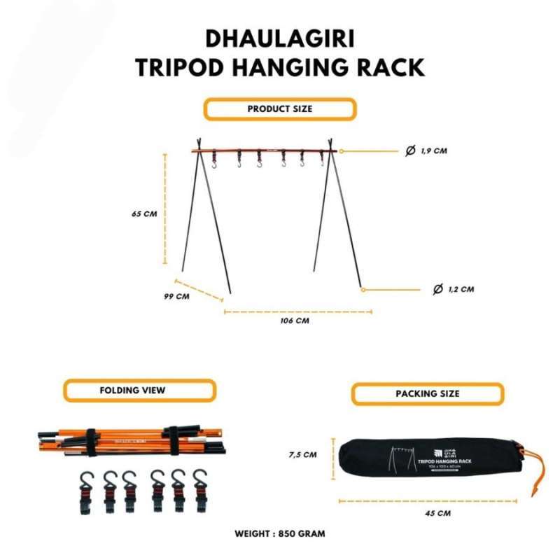 Jual tripod camping hanging rack rak stand gantung cantolan alat ...