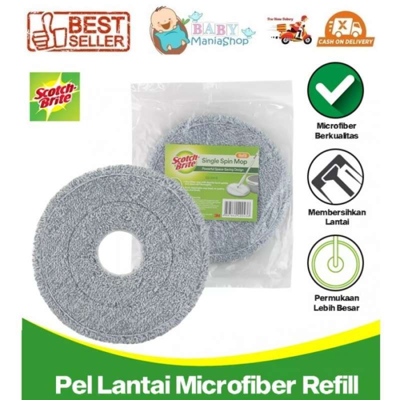 Promo 3M SCOTCH BRITE ALAT PEL LANTAI SINGLE SPIN MOP REFILL KAIN PEL ...