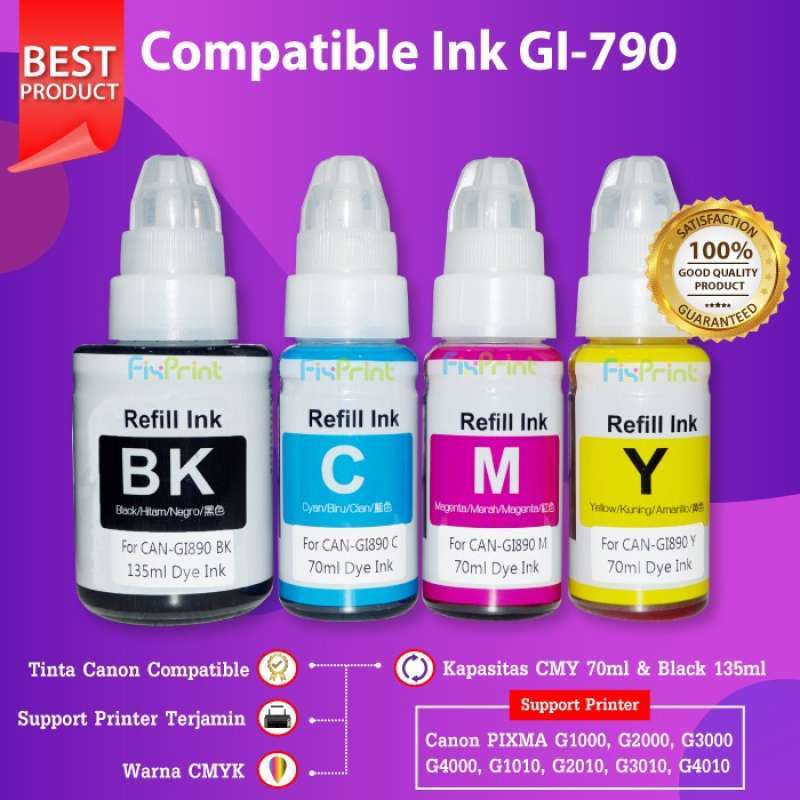 Jual Tinta Gi-790 Premium Refill Printer Canon G1010 G2010 G3010 G4010 ...