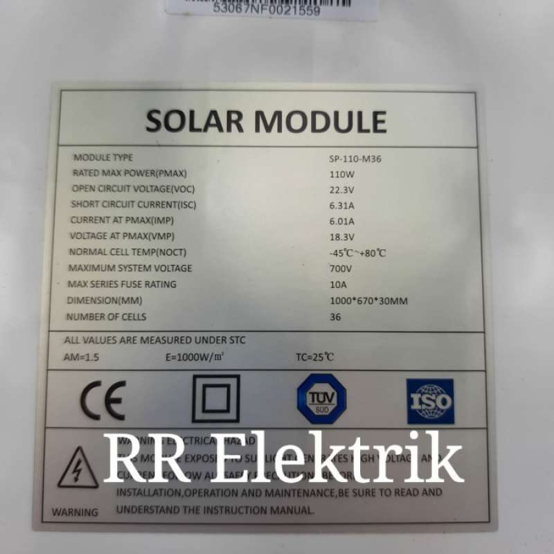 Promo Solar Panel Solar Cell Panel Surya 100wp Monocrystalline 100 Wp ...