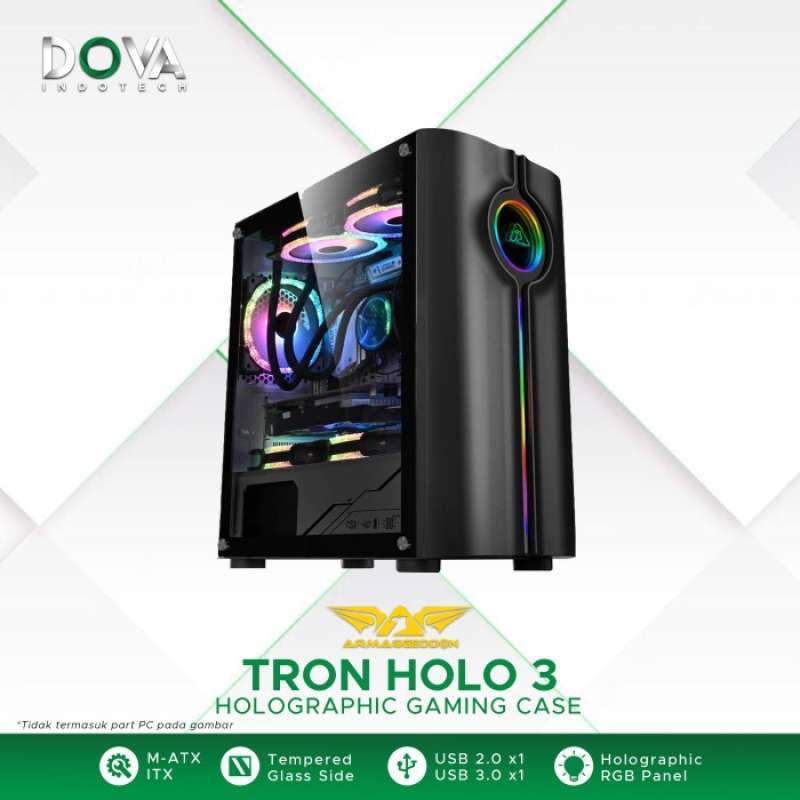 Jual Armaggeddon Tron Holo 3 RGB Holographic Micro ATX Gaming PC Case ...