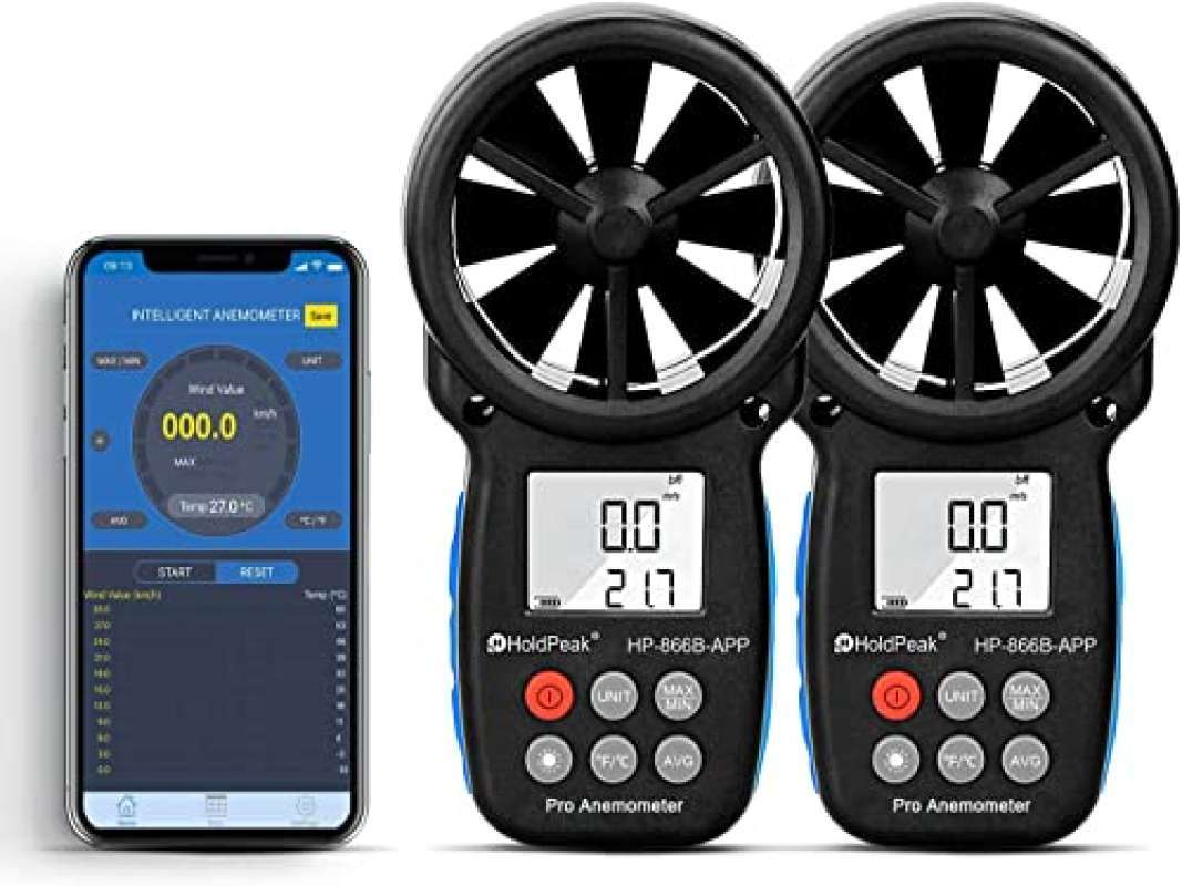 Promo HOLDPEAK Digital Anemometer (2 Packs) Handheld Wind Speed Meter ...