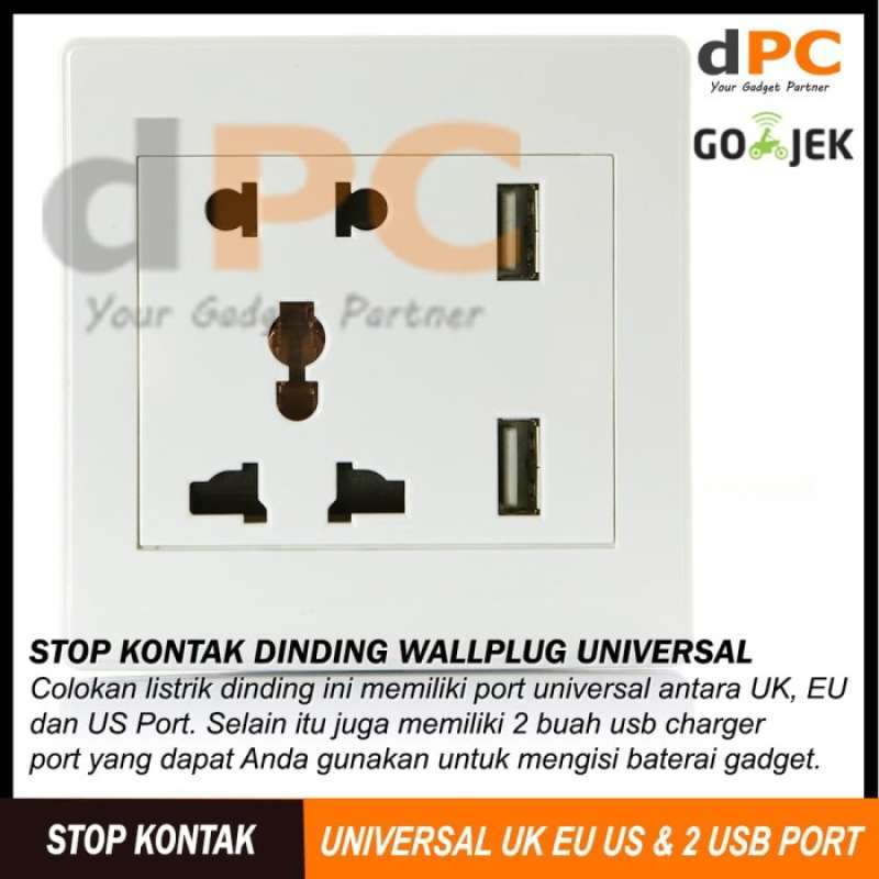 Promo Stop Kontak Colokan Dinding Wallplug Universal dan 2 USB Port ...