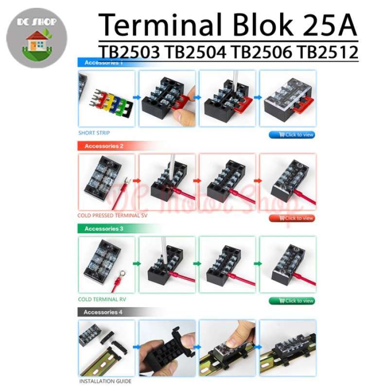 Promo Terminal Block Blok Kaca 25a Tb2503 Tb2504 Tb2506 Tb2512 3p 4p 6p 12p - 6p Tb2506 Ukuran ...
