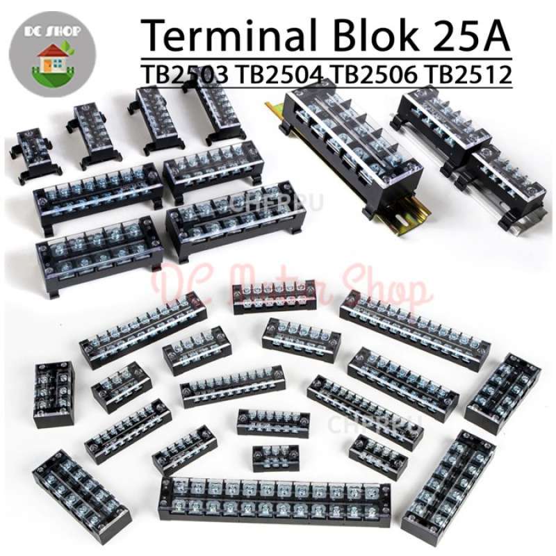 Promo Terminal Block Blok Kaca 25a Tb2503 Tb2504 Tb2506 Tb2512 3p 4p 6p 12p - 6p Tb2506 Ukuran ...