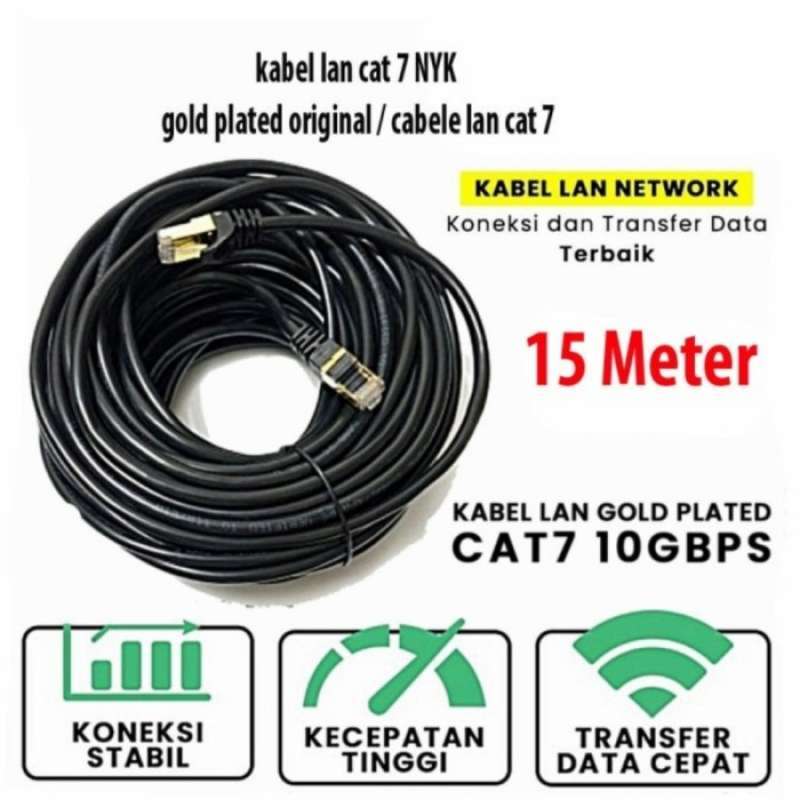 Promo Cable Lan Cat 7 15 Meter Nyk Gold Plate 10Gbps Cable Lan Cat7 ...