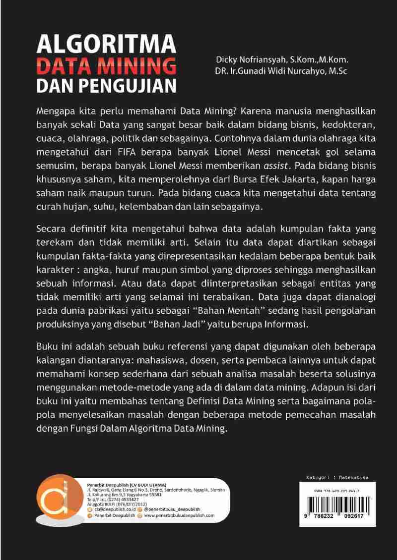 Jual Algoritma Data Mining Dan Pengujian Buku Referensi By. Dicky ... Jual Algoritma Data Mining Dan Pengujian Buku Referensi By. Dicky ...