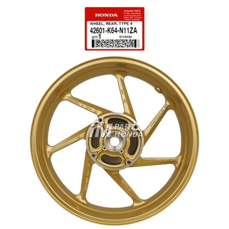 Jual AHM 42601-K64-N11ZA Velg Racing Belakang CBR 250 RR LED Gold Emas ...