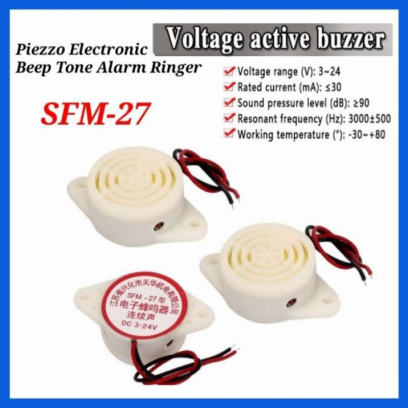 Promo CONTINUOUS ALARM DC 3-24V PIEZO ACTIVE BUZZER SFM27 SPEAKER 5V 9V 12V Diskon 5% di Seller ...