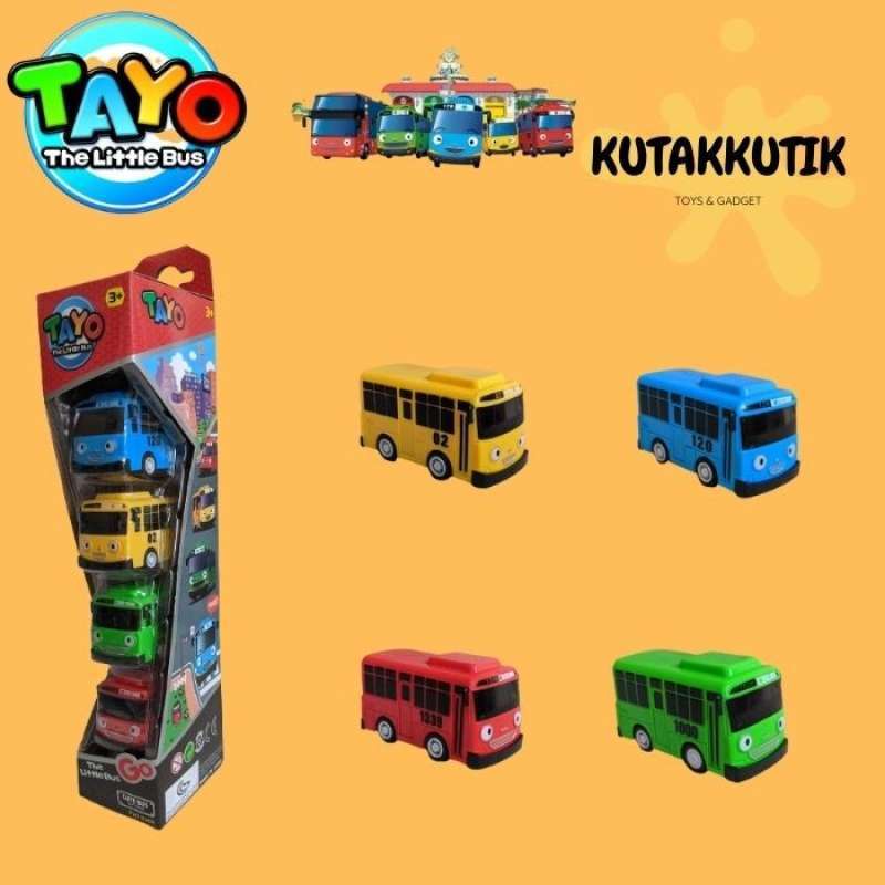 Promo Mainan Mobil Anak Bus Tayo Set Isi 4 Pull Back Diskon 35% di ...