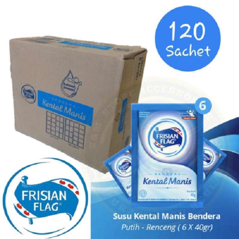 Jual Frisian Flag Putih Susu Bendera Kental Manis 40G 1 Dus Isi 120 ...