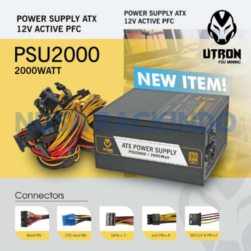 Jual PSU MINING 2000WATT ATX - 12V ACTIVE PFC UTRON 80+ GOLD di Seller ...