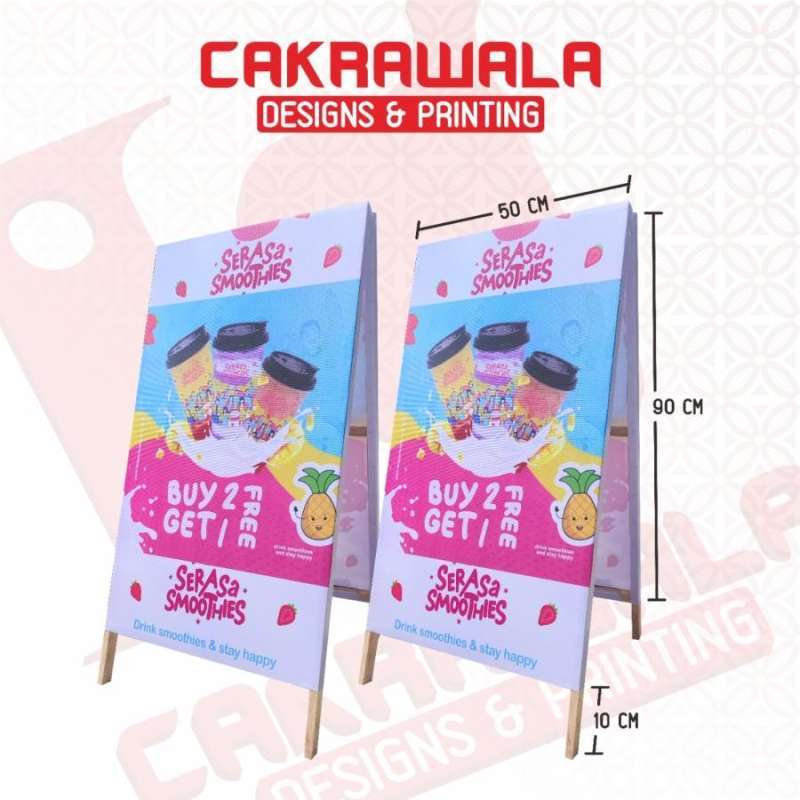 Jual Stand Banner Kayu Ukuran 50 X 100 - Banner Kayu Segitiga - 2 Sisi ...