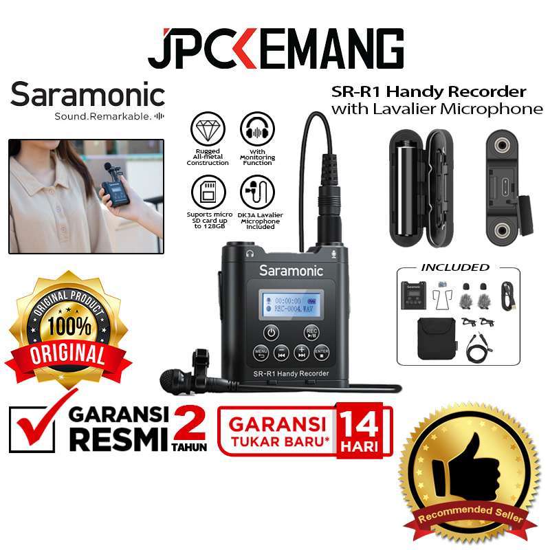 Jual Jpc Kemang Saramonic Sr-r1 Handy Recorder With Lavalier Microphone Mic Srr1 Garansi Resmi ...