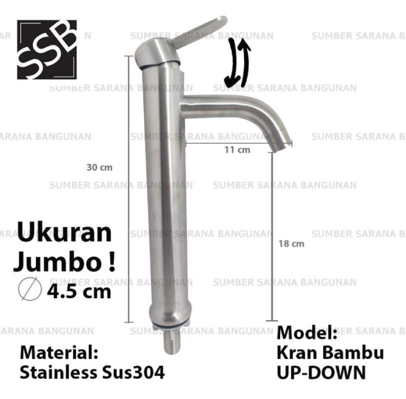 Promo Kran Wastafel Bambu Stainless Sus 304 Tinggi Besar / Keran ...