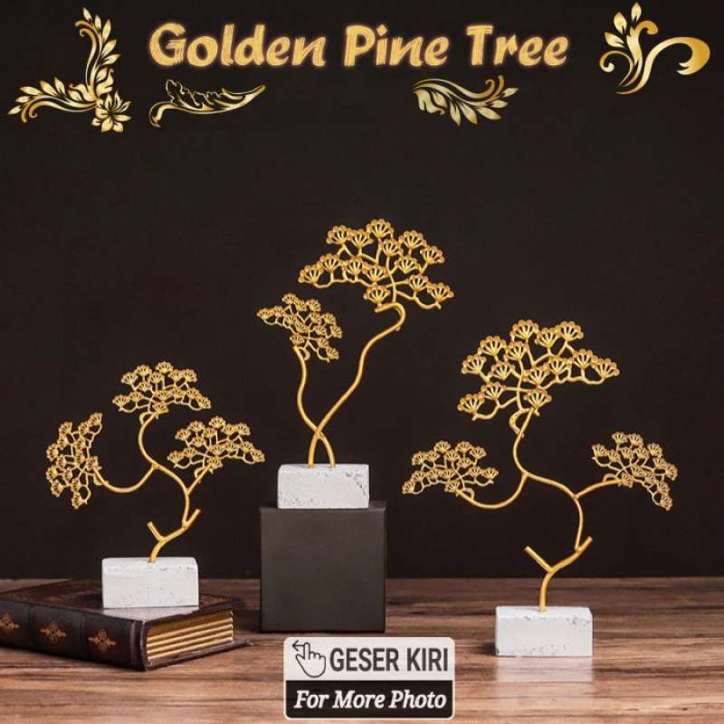 Jual Golden Chinese Pine Tree Patung Pohon Pinus Pajangan Hiasan Rumah ...