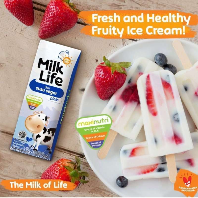 Promo Milk Life UHT Plain 200ml Susu Kotak Full Cream Vanilla Putih ...