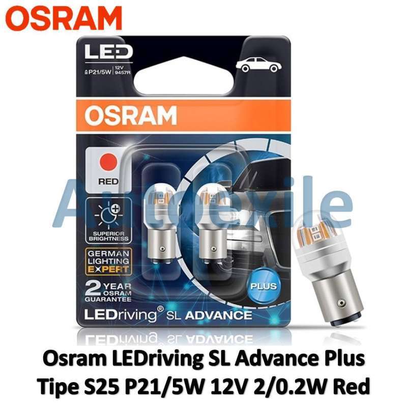 Jual Osram LED S25 P21/5W BAY15d 12V Red Merah Original Lampu Rem Tail Stop Mobil Dudukan ...