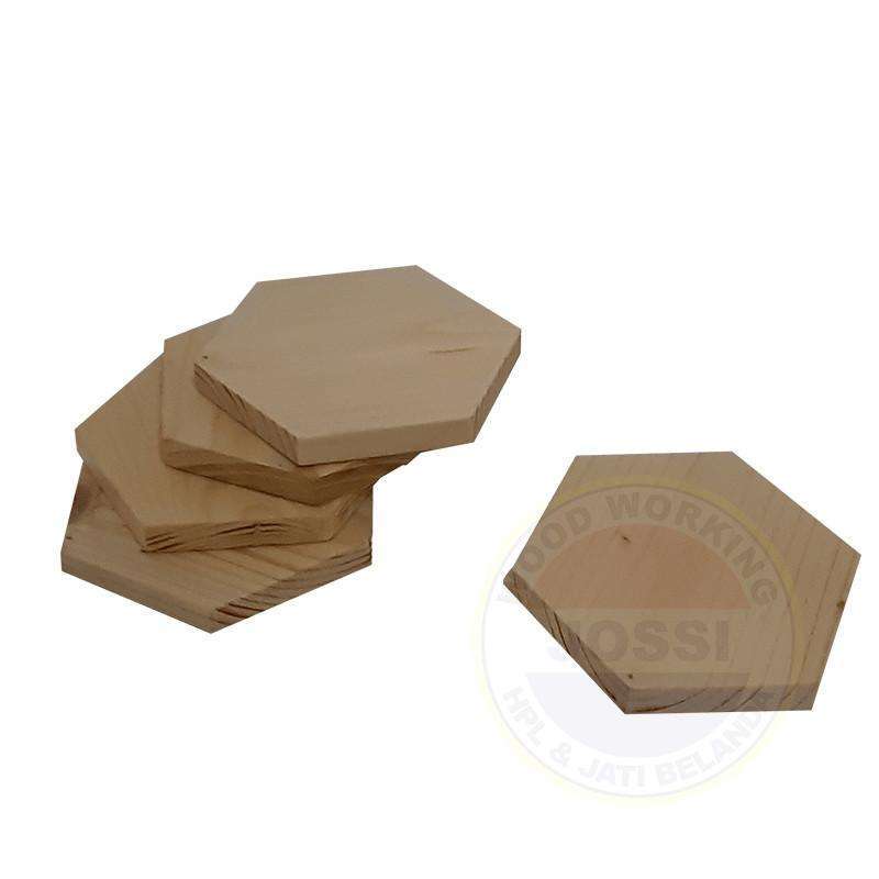 Jual Wooden Coaster / Tatakan Gelas Kayu Jati Belanda - Hexagon di ...