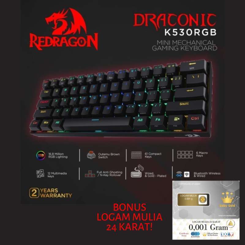 Jual Keyboard Redragon Dual Mode Mechanical Gaming DRACONIC WHITE ...