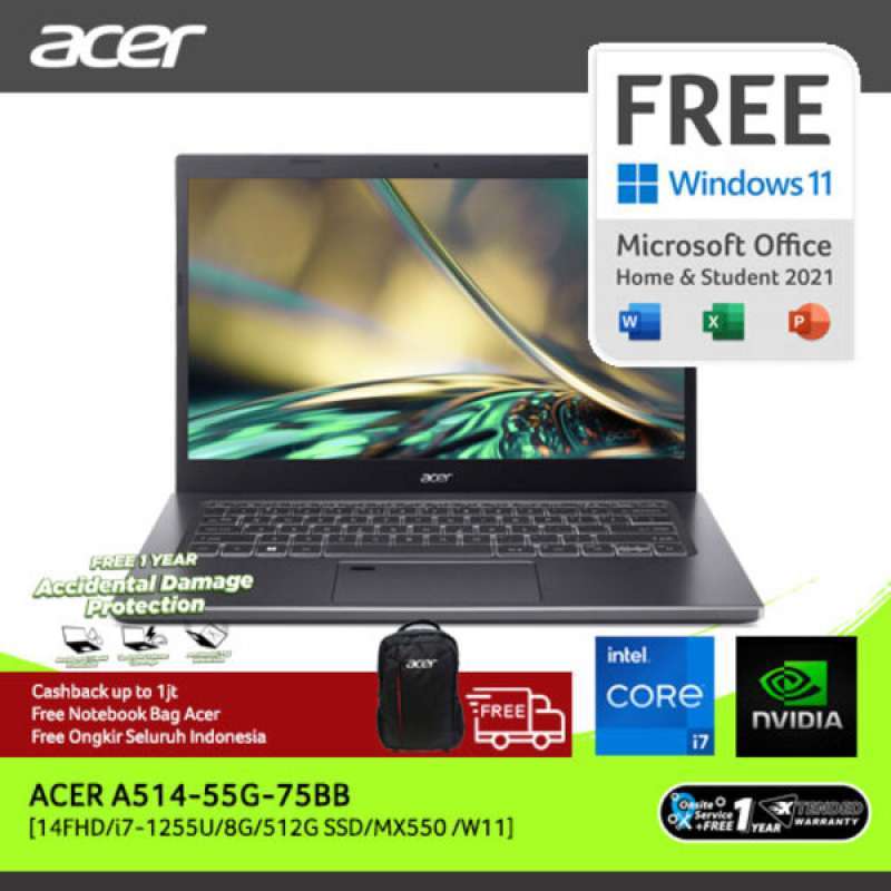 Jual Acer Aspire 5 Slim (12th Gen) Performance Laptop A514-55g-75bb ...