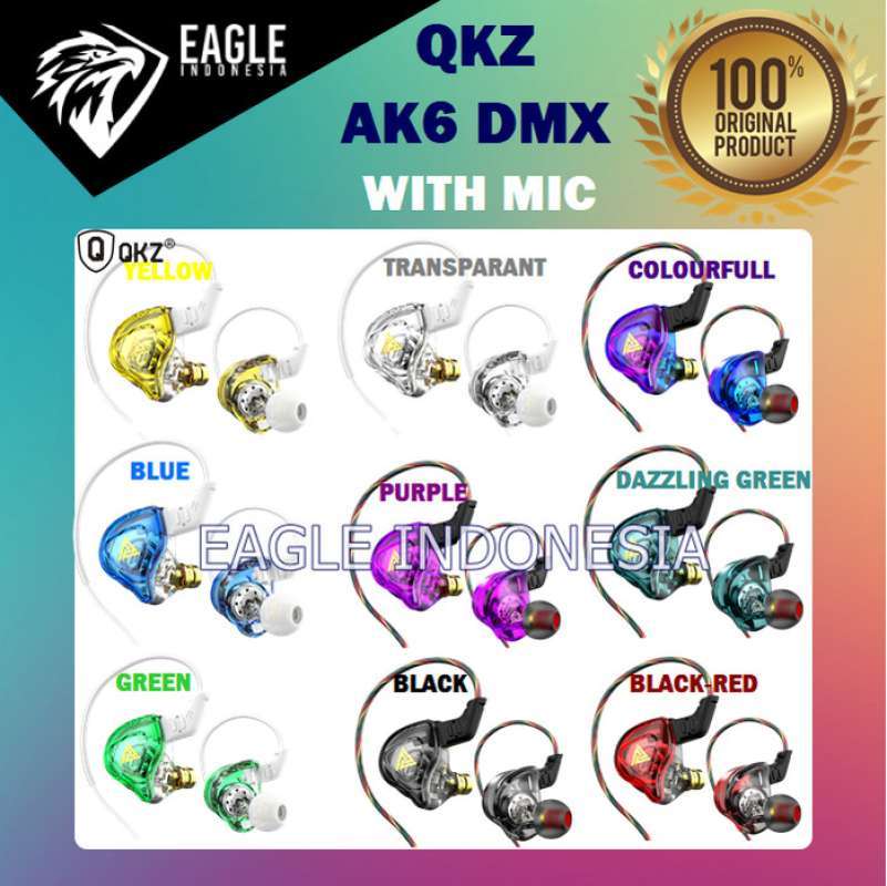 Jual QKZ AK6 DMX AK6-DMX AK6DMX Stereo HiFi IEM Gaming Earphone WITH ...