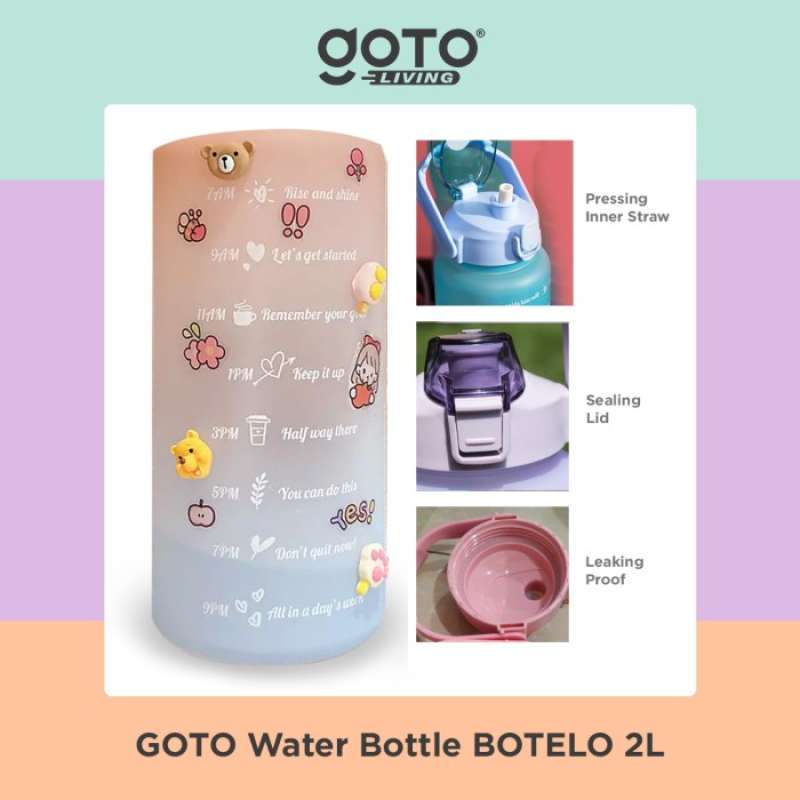 Jual Goto Botelo Botol Motivasi Minum 2 Liter Bottle Tumblr Air Tanda ...