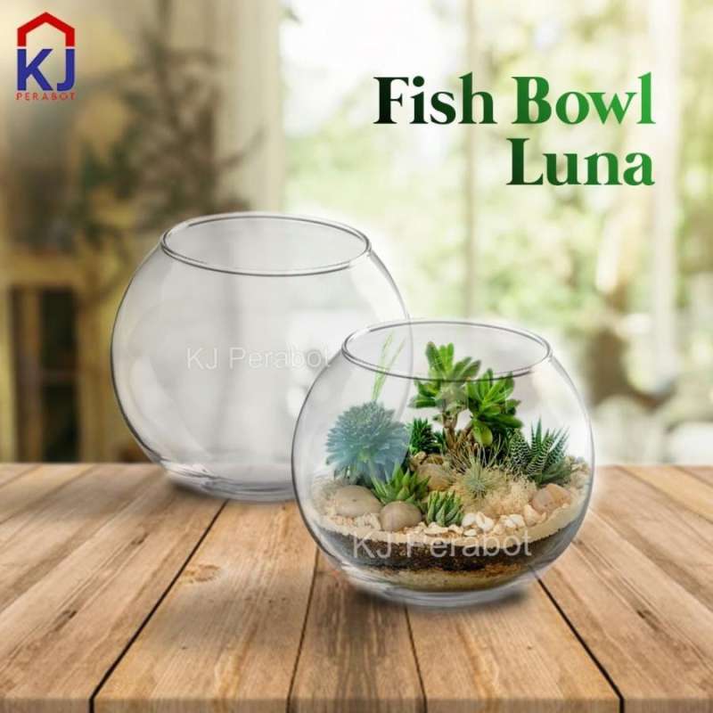 Jual aquarium toples vas fish bowl bulat kaca W Design Luna A2 di Seller Terang aquarium bogor ...