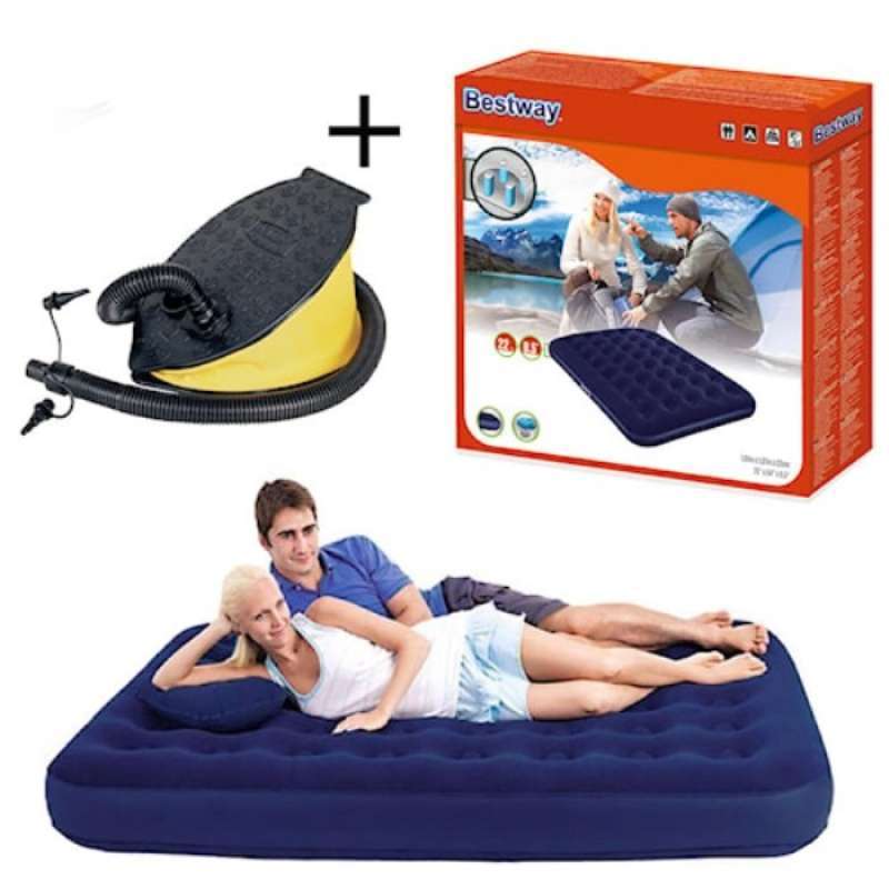 Jual kasur angin pompa intex bestway warna biru + Pompa Kaki 11 Inch di ...