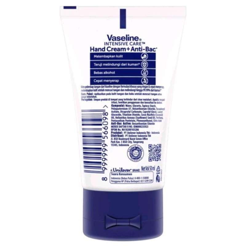 Promo Vaseline Hand Cream Antibacterial Moisturizer Dry Skin Cream 50ml ...