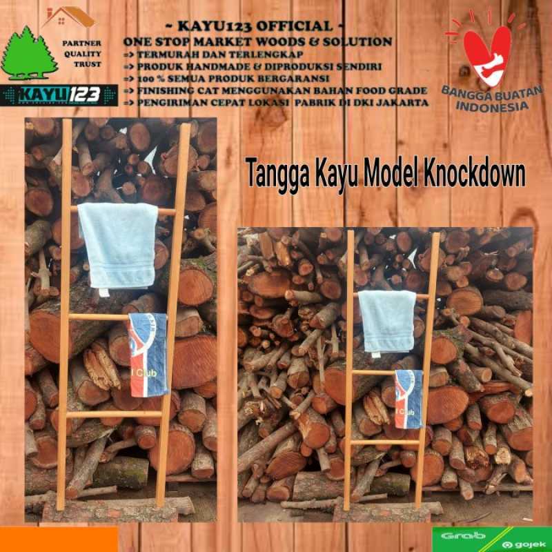 Promo Tangga Kayu Jemuran Kayu 150x40cm Model Knokdown Bongkar Pasang ...