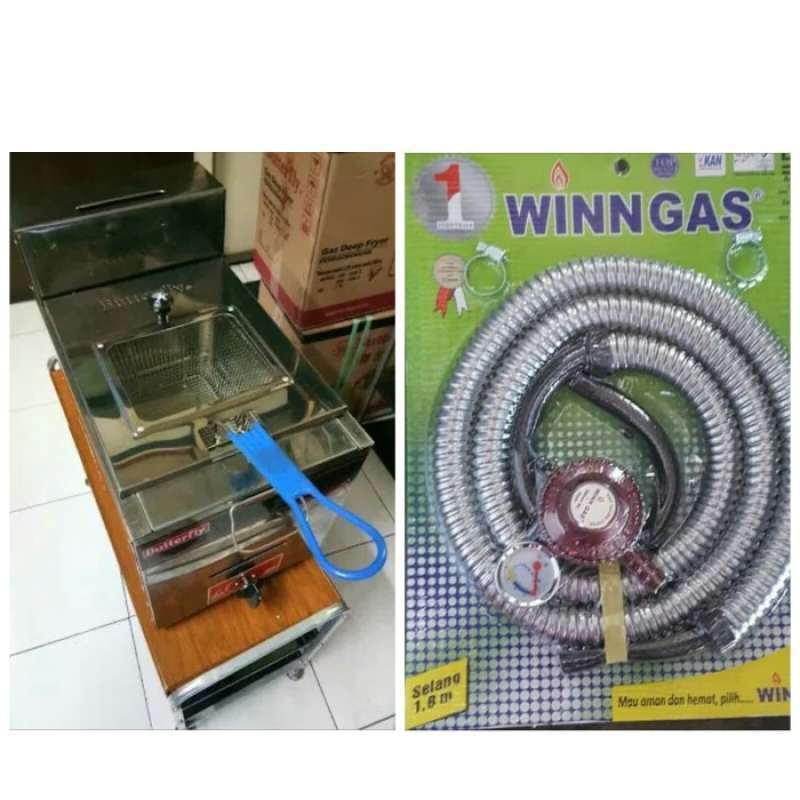 Jual deep fryer butterfly stainless paket selang gas regulator di ...