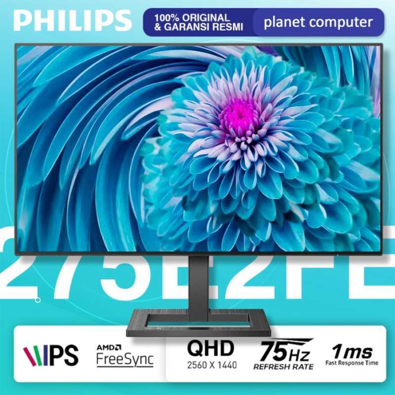 Jual Monitor LED Philips 275E2 275E2FE 27 1440p QHD IPS 75Hz 1ms Ergo DP di Seller Planet ...