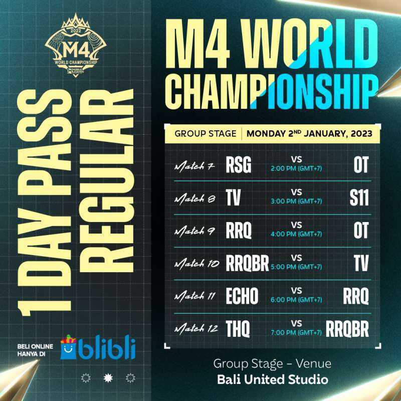 Jual M4 GROUP STAGE - 2 January 2023 di Seller M4 World Championship ...