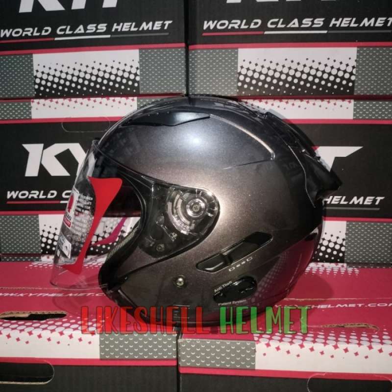 Jual HELM KYT GALAXY FLAT R SOLID GUN METAL ABU TUA KYT HALF FACE ...
