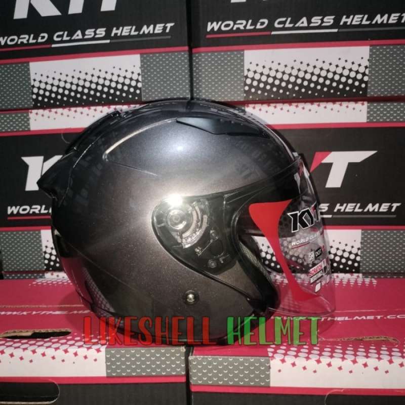 Jual HELM KYT GALAXY FLAT R SOLID GUN METAL ABU TUA KYT HALF FACE ...