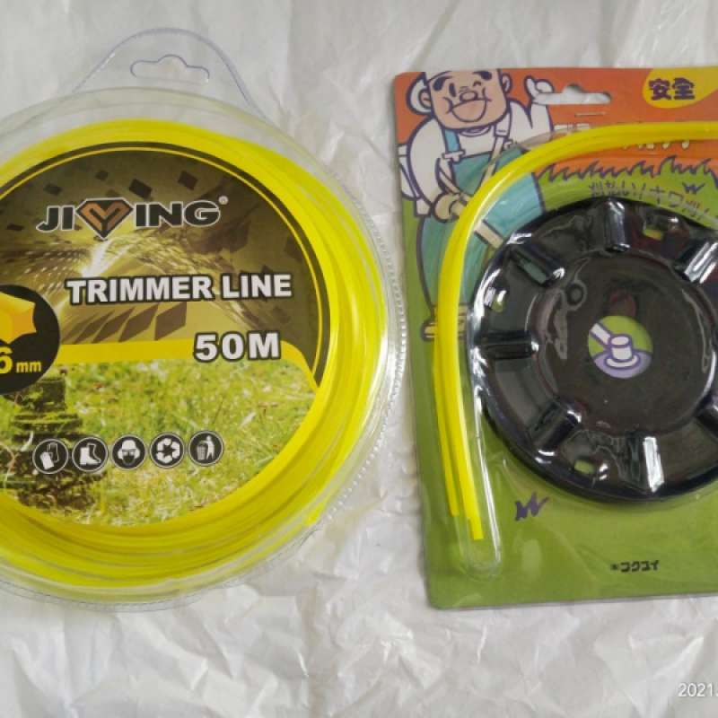 Promo Paket Tali Senar 2.6mm 50 Mtr + Plat Senar Potong Rumput Diskon ...