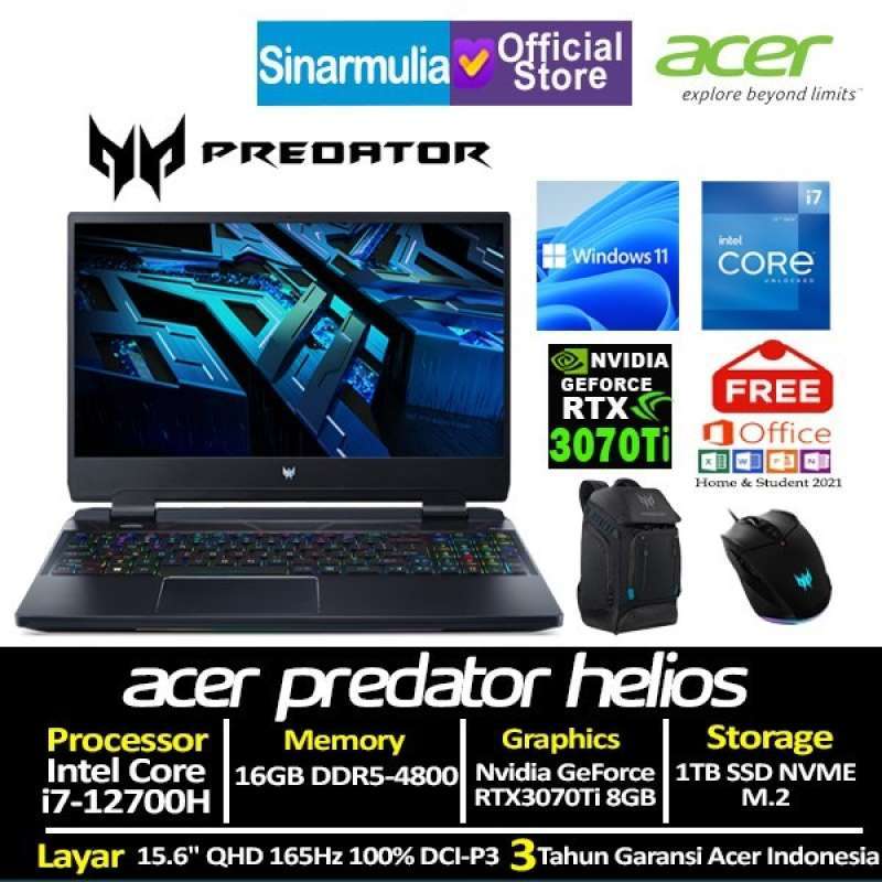 Jual Acer Predator Helios 300 i7-12700H RTX3070Ti 1TB SSD 16GB Win11 ...