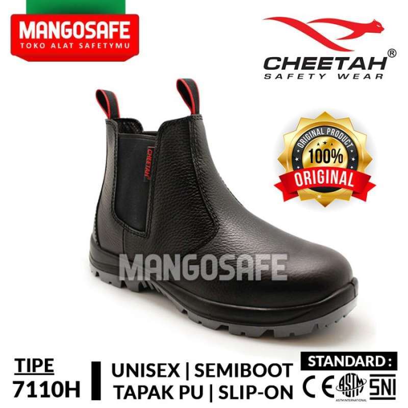 Jual Sepatu Safety Cheetah 7110H / Sepatu Boot Hitam Proyek Pabrik ...